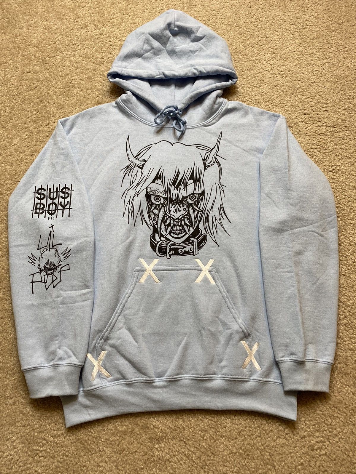 LIL PEEP 💙RARE💙Lil Peep x Sus Boy Angels Protect Me Hoodie Size XS ...