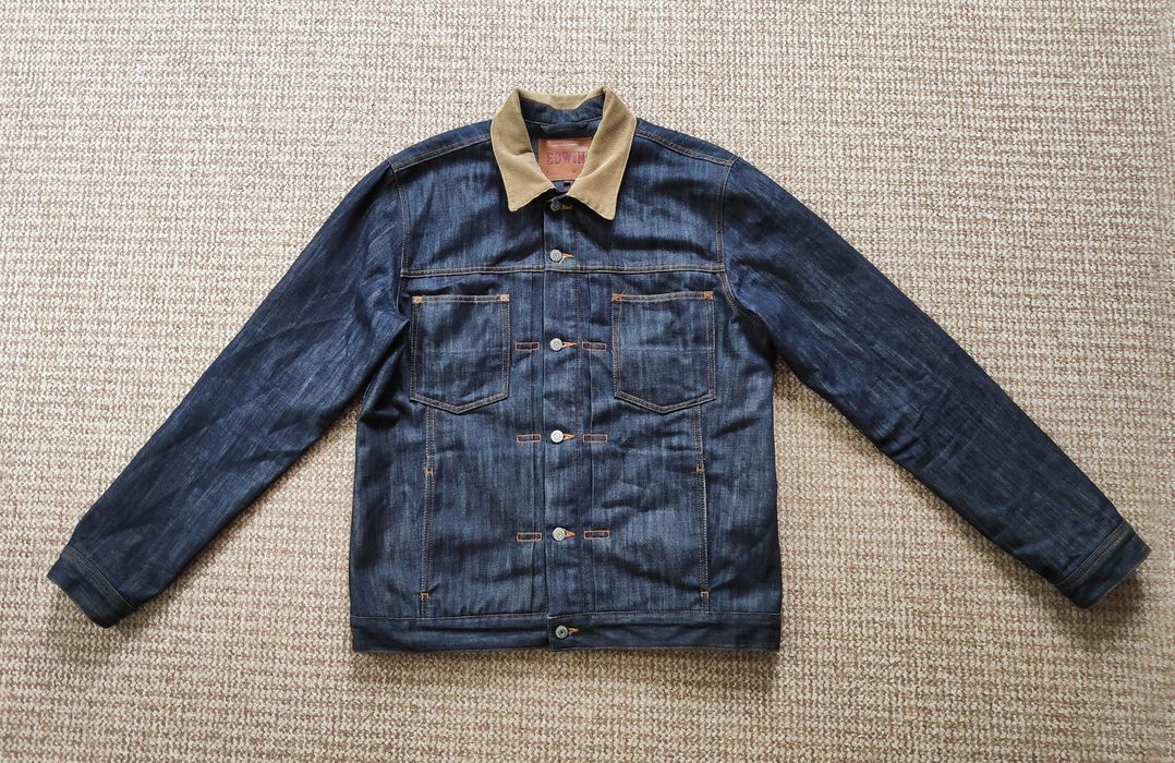 Edwin Edwin Panhead Denim Jacket with lining corduroy collar | Grailed