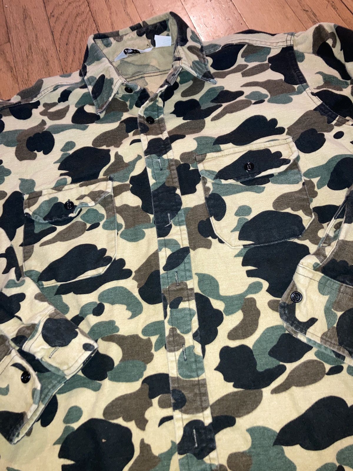 Vintage VTG 90s Duck Camo Button Up Flannel Work shirt XL | Grailed