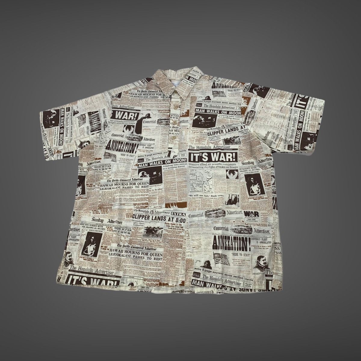 Vintage Vintage all over print newspaper button up shirt | Grailed