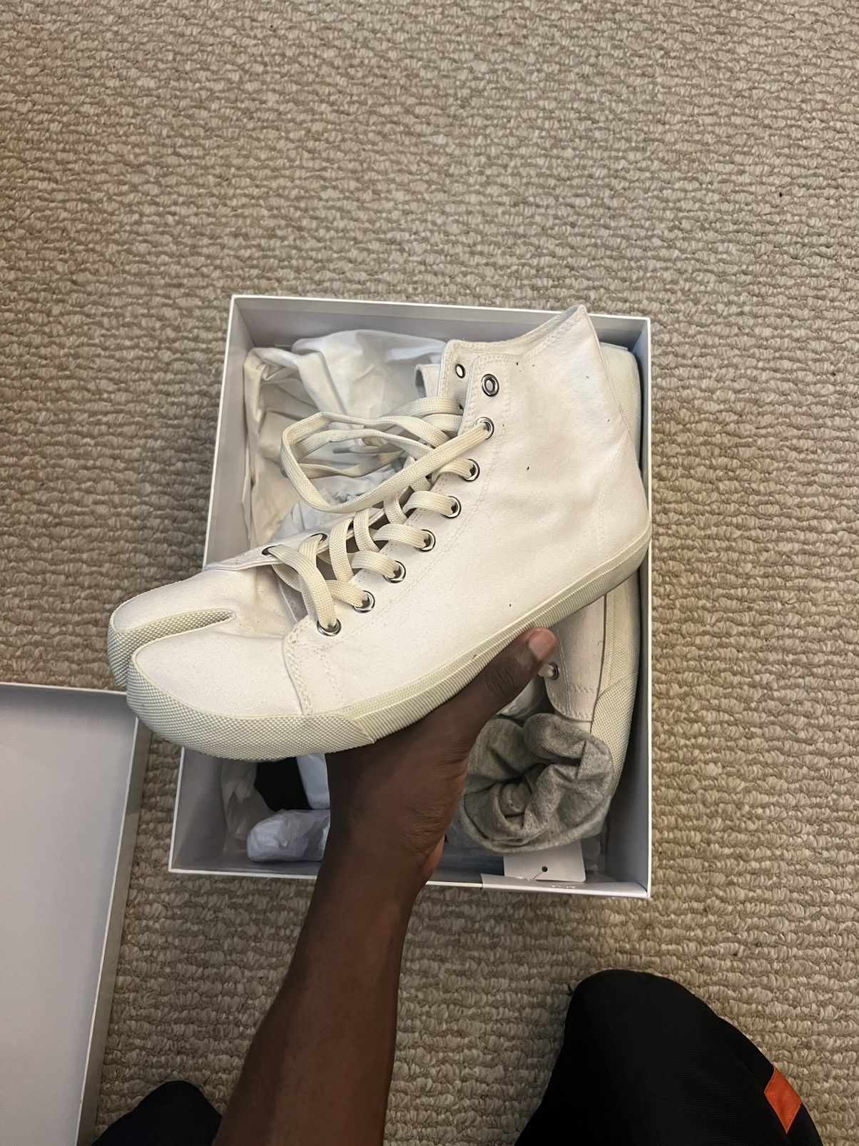 Maison Margiela Maison Marigela White Tabi Canvas Sneaker | Grailed