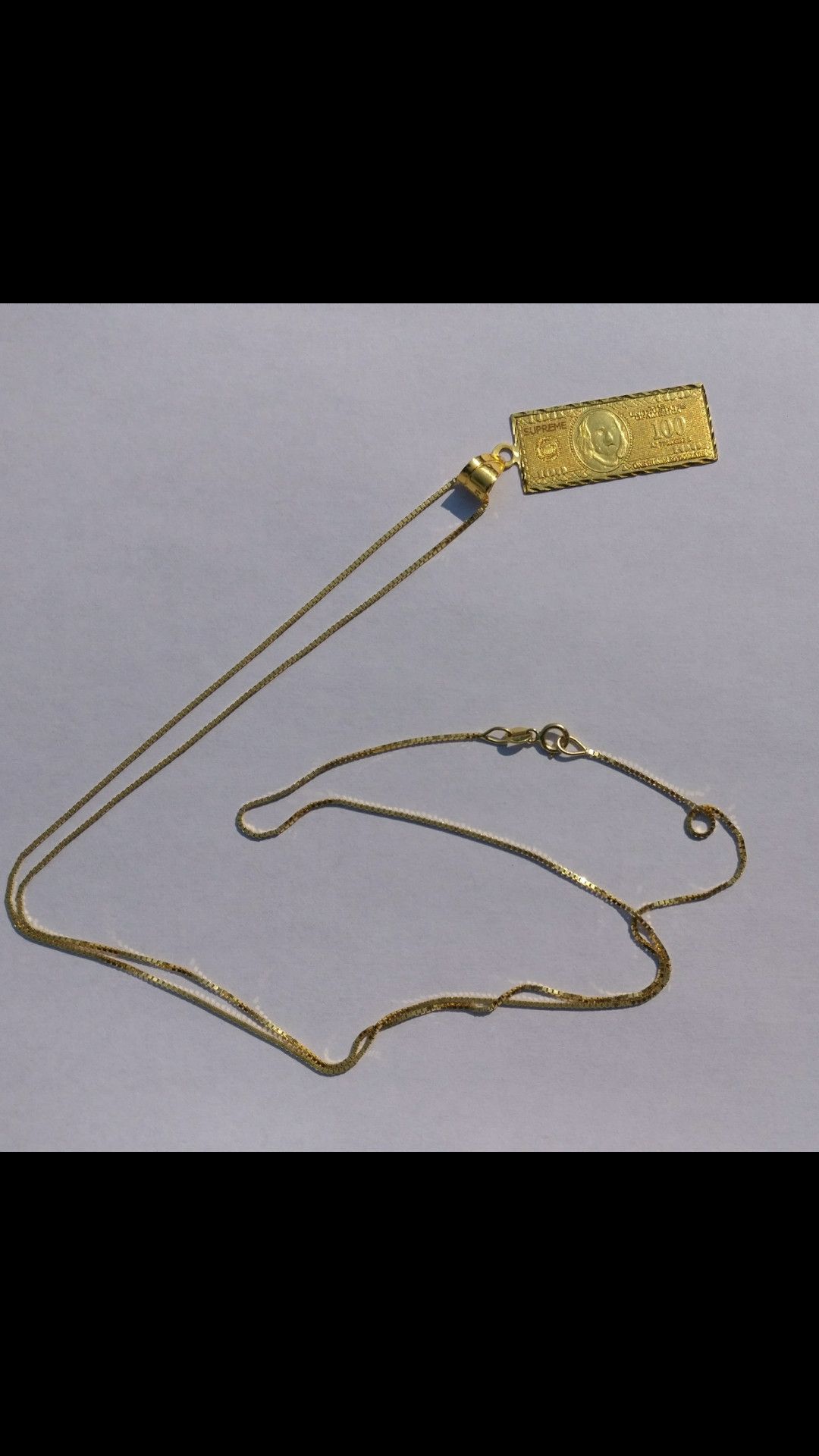 Supreme 100 Dollar Bill Gold Chain and Pendant | Grailed