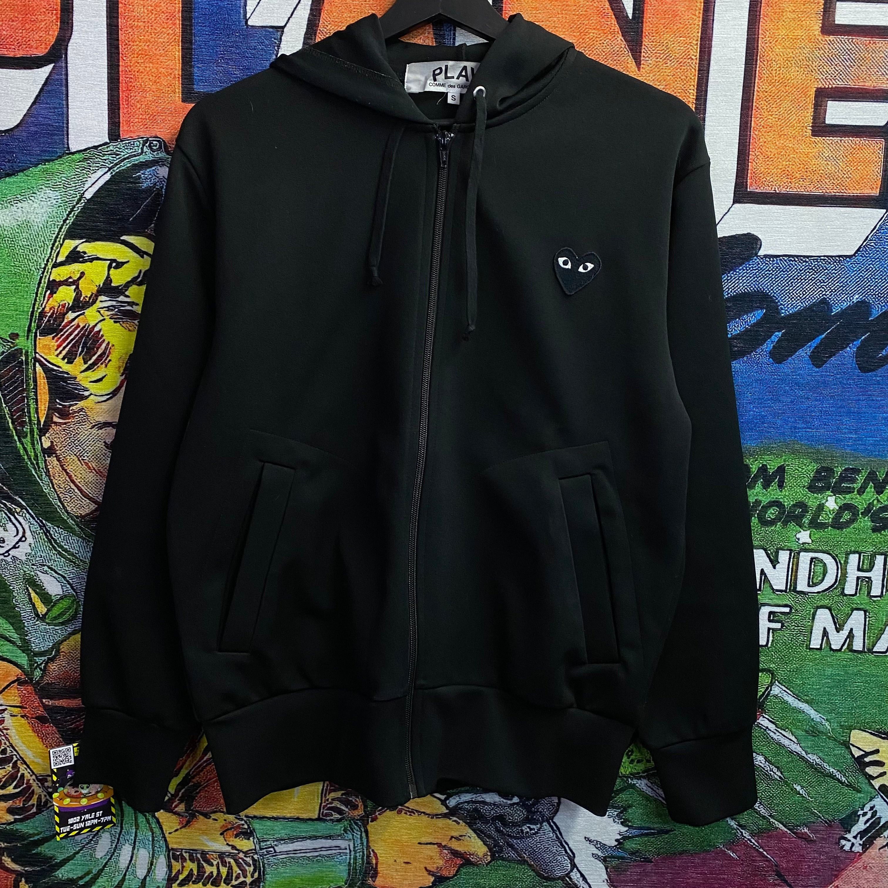 Comme des Garcons Comme Des Garçon PLAY Black Zip Up Hoodie size Small ...