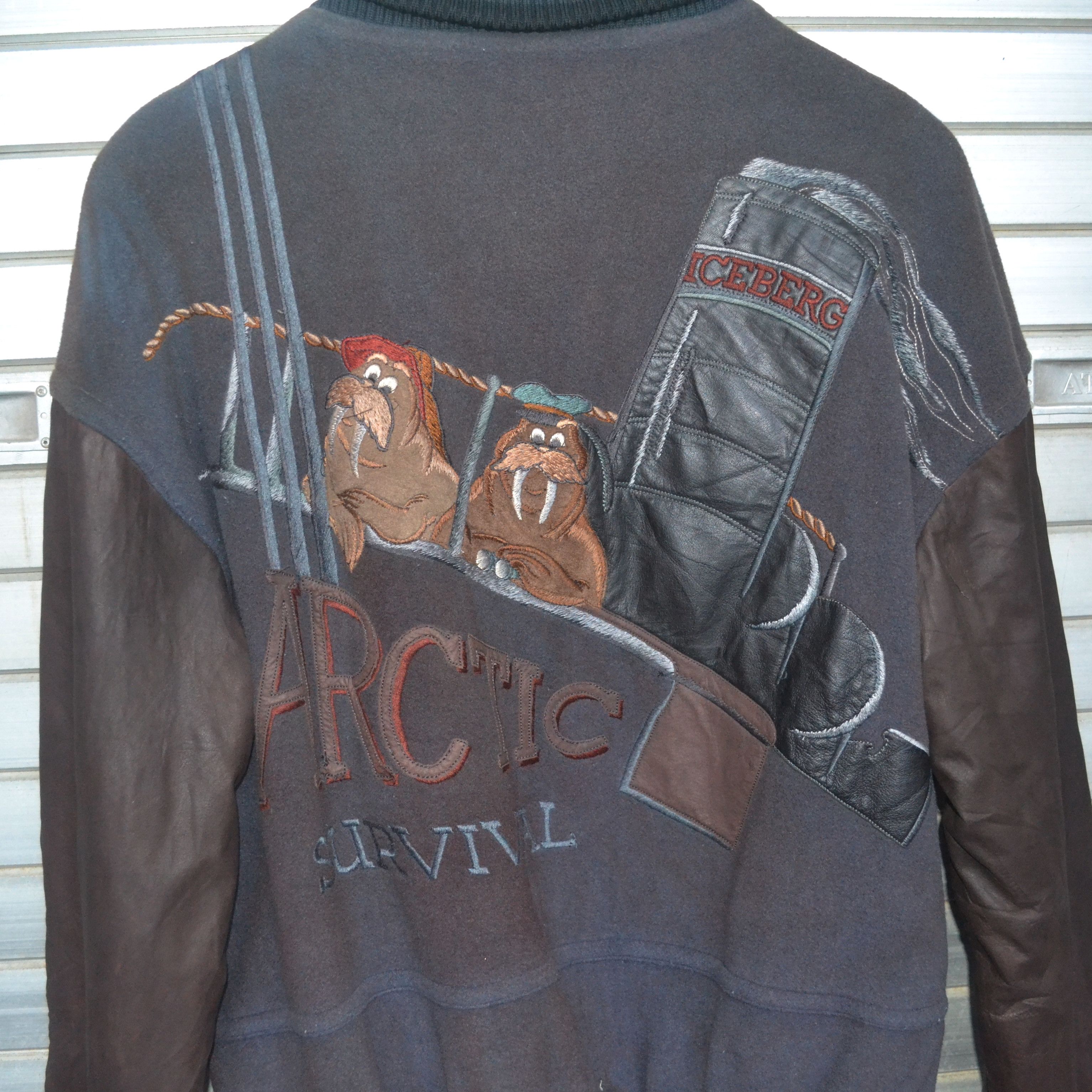 Iceberg Archive Iceberg Cartoon 80s Wool Leather Bomber | Grailed