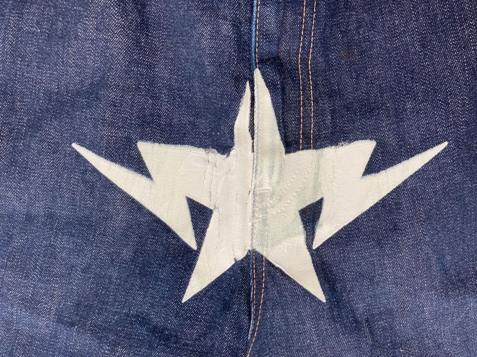 Bape Bape Font White Star Indigo Denim Size L From Japan | Grailed