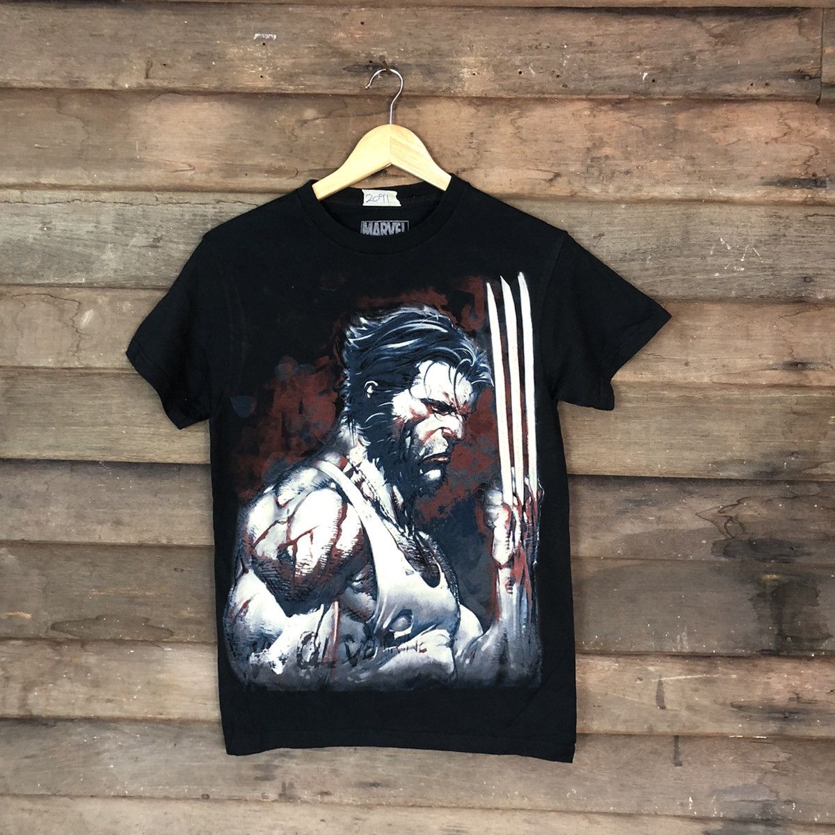 Movie × Wolverine Wolverine marvel movie big print tee Black #2091 ...