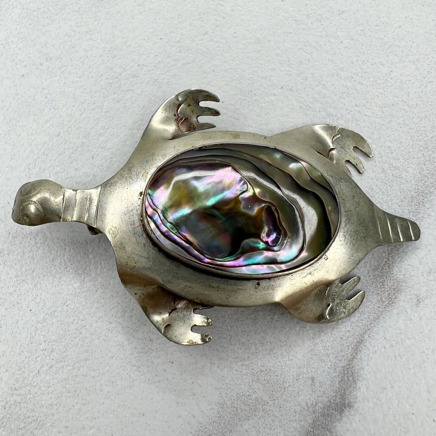 Vintage Abalone Shell Inlay Sea Turtle Silver Tone Brooch Pin | Grailed