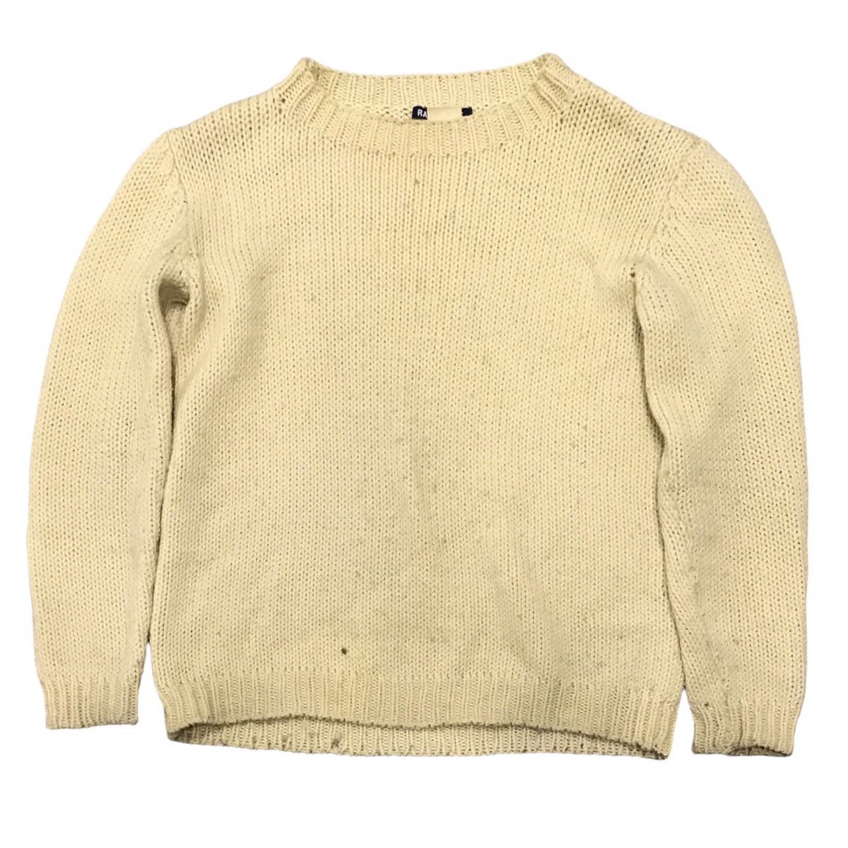 Raf Simons Raf Simons AW97 Cream “Distressed” Knit | Grailed