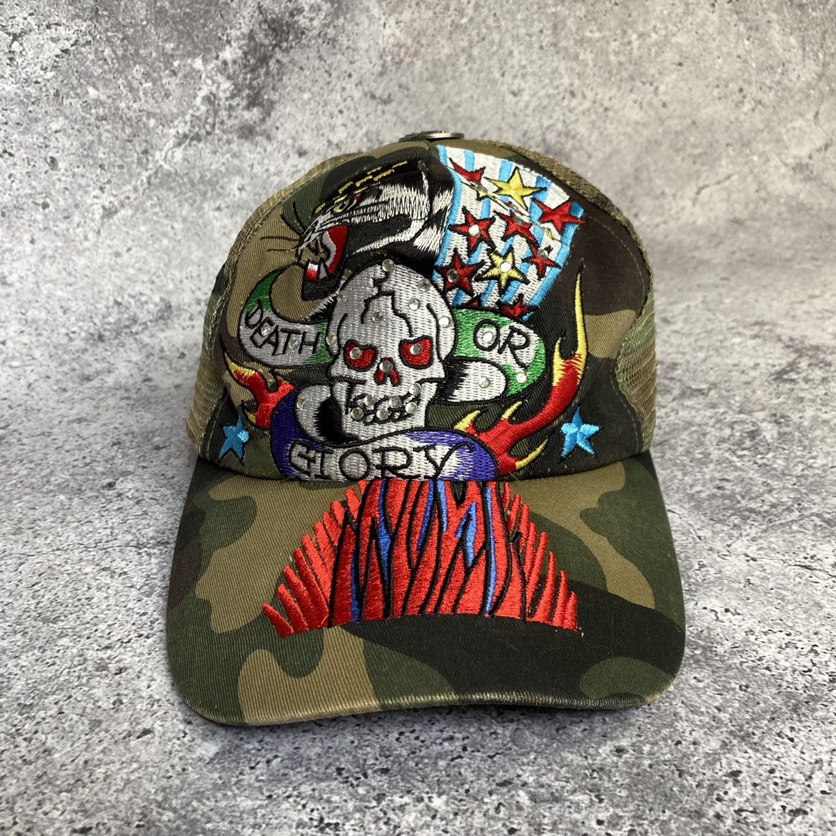 Ed Hardy Vintage Ed Hardy Camouflage Skull Trucker Cap Hat | Grailed