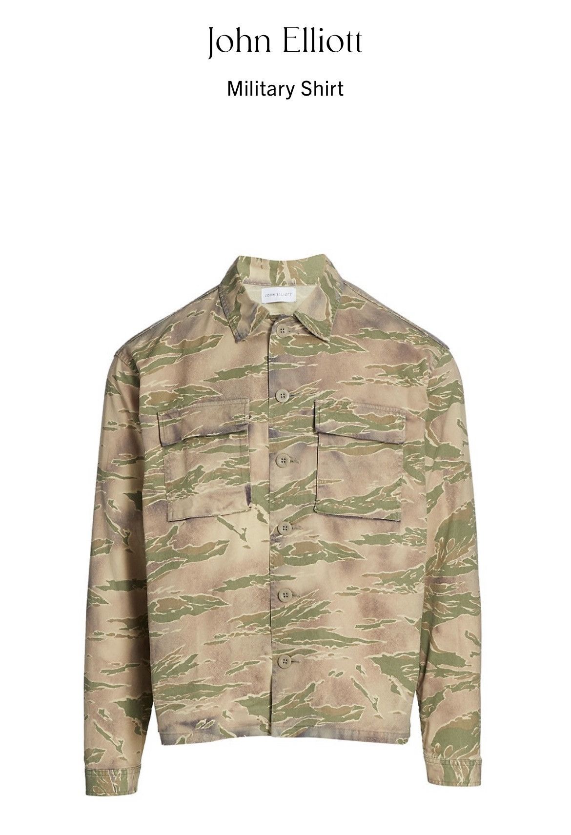 John Elliott John Elliott tiger camo military shirt /3/ large | Grailed