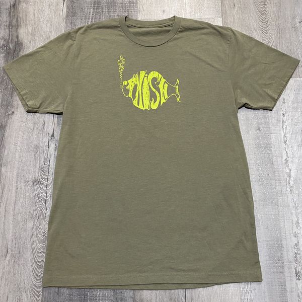 Band Tees Phish Lime Green Psychedelic Rock Jam Band Fish Logo Shirt ...