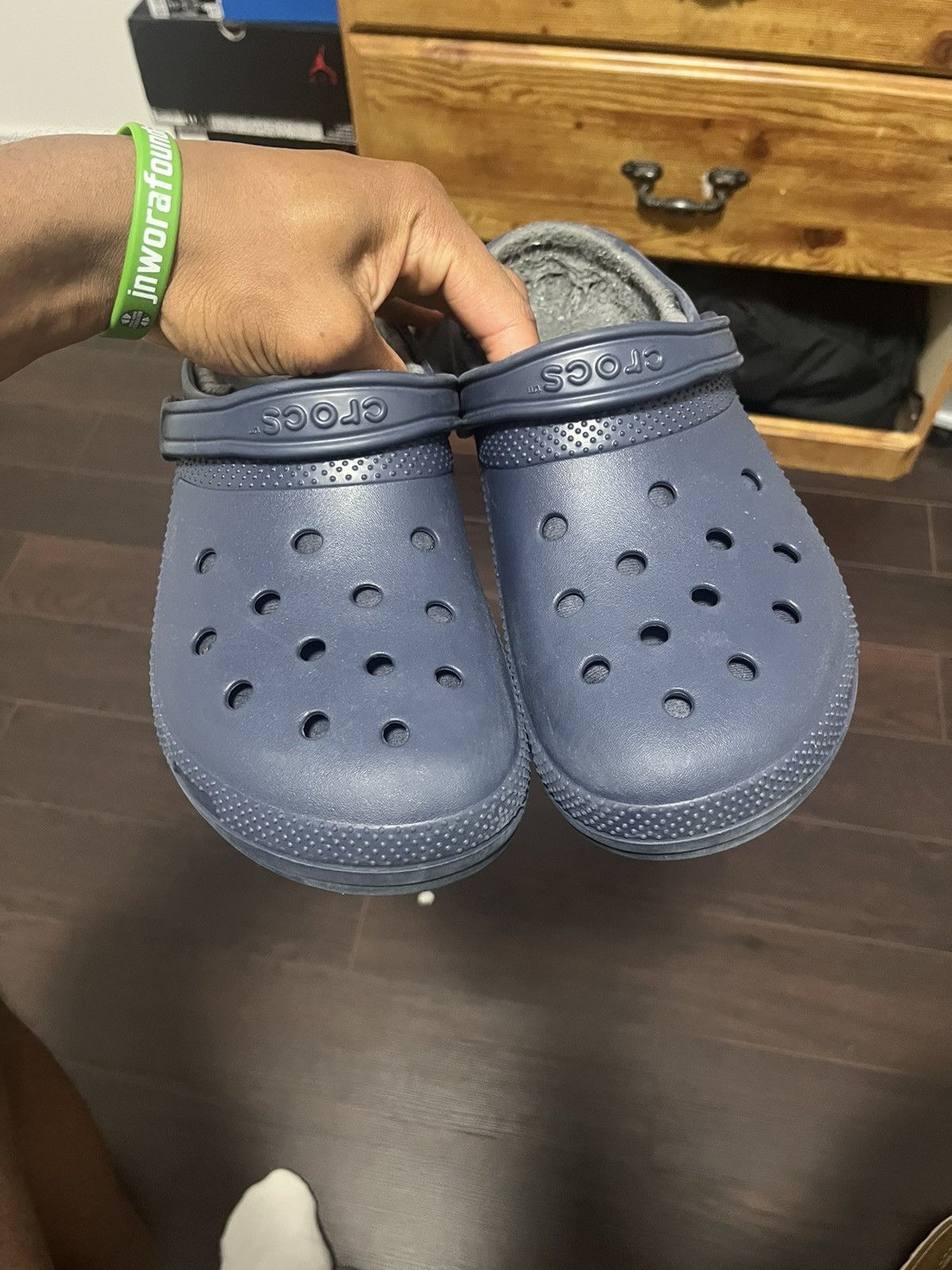 Crocs Navy Blue Fur Insulated Crocs | Grailed