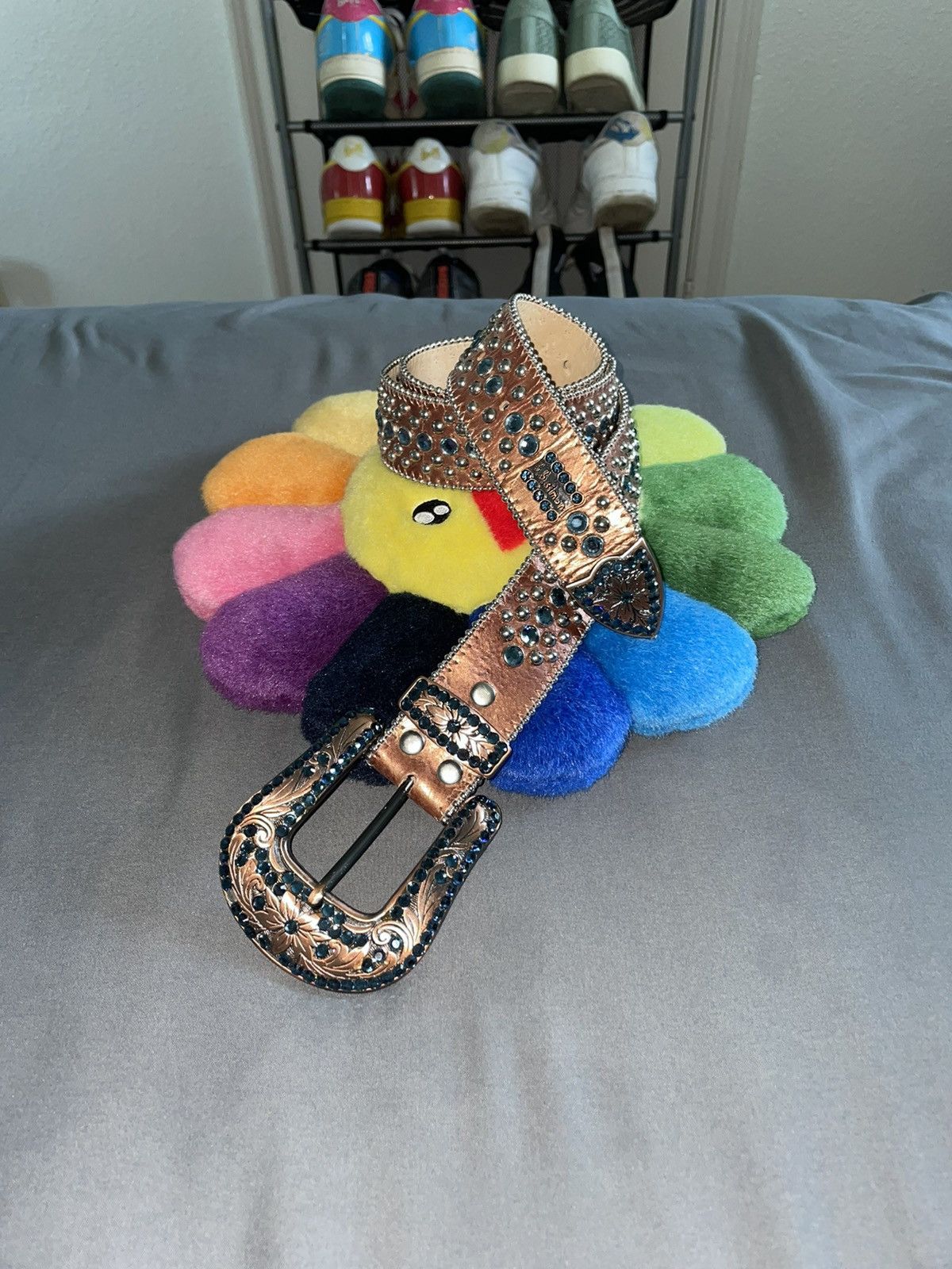 B.B. Simon Blue 💎 /Copper B.B. Simon Leather Swarovski Crystal Belt ...