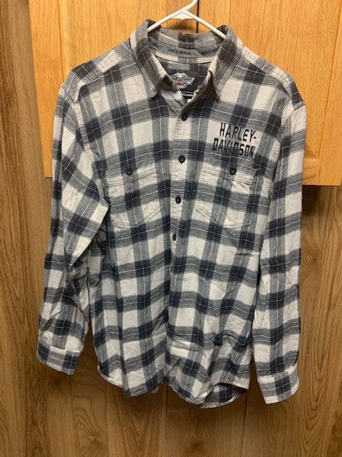 Harley Davidson Harley Davidson men’s gray plaid flannel shirt / LT ...