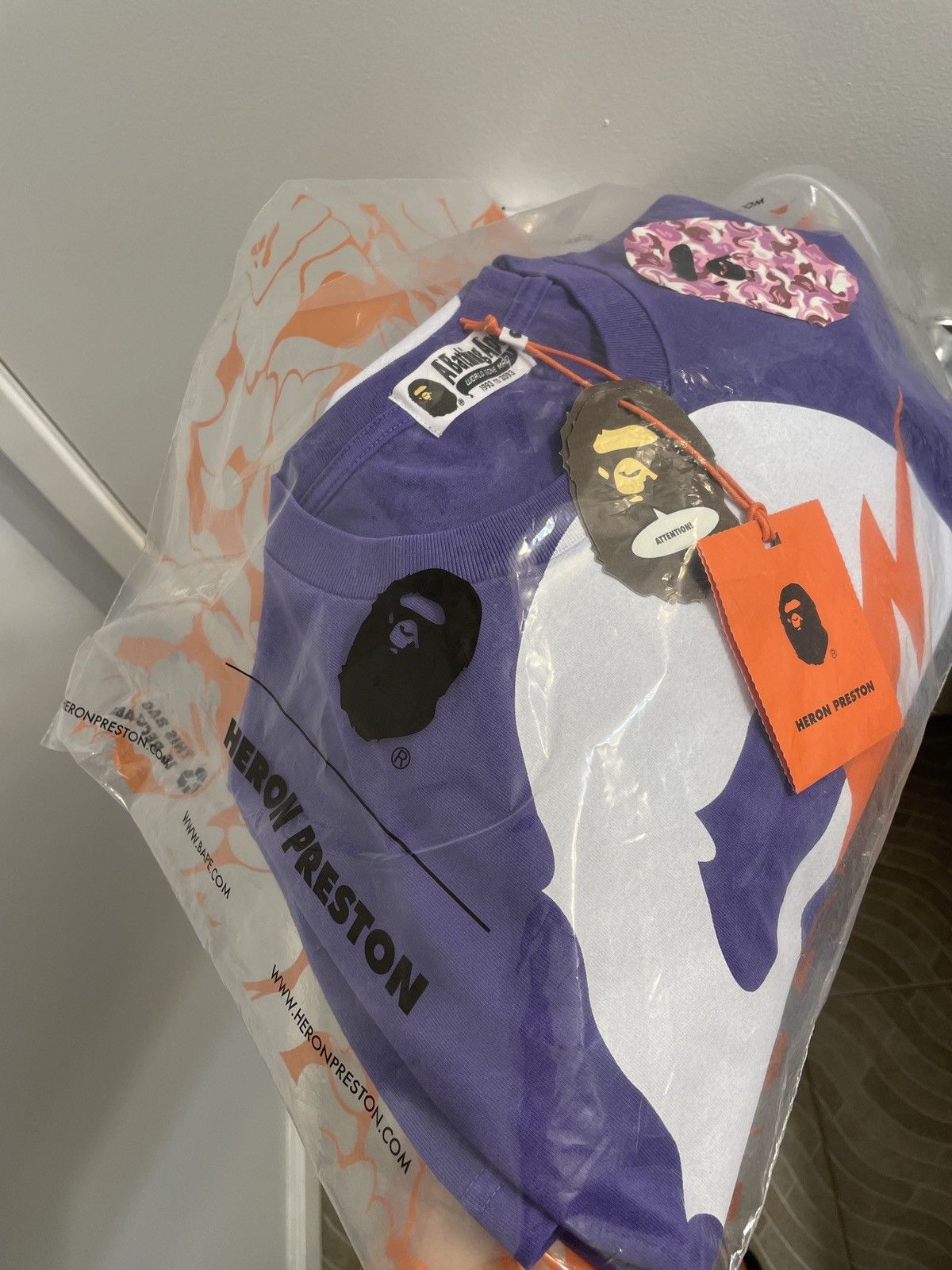 Bape Bape x Heron Preston Purple Tee | Grailed