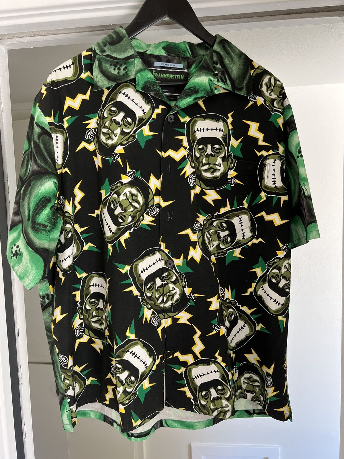 Prada × Universal Studios Prada x Frankenstein bowling shirt | Grailed