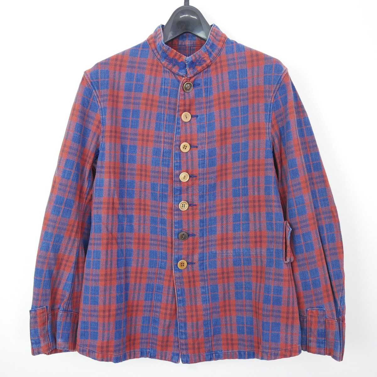 Visvim Light Jackets Red x Indigo Checkered Stand Collar | Grailed