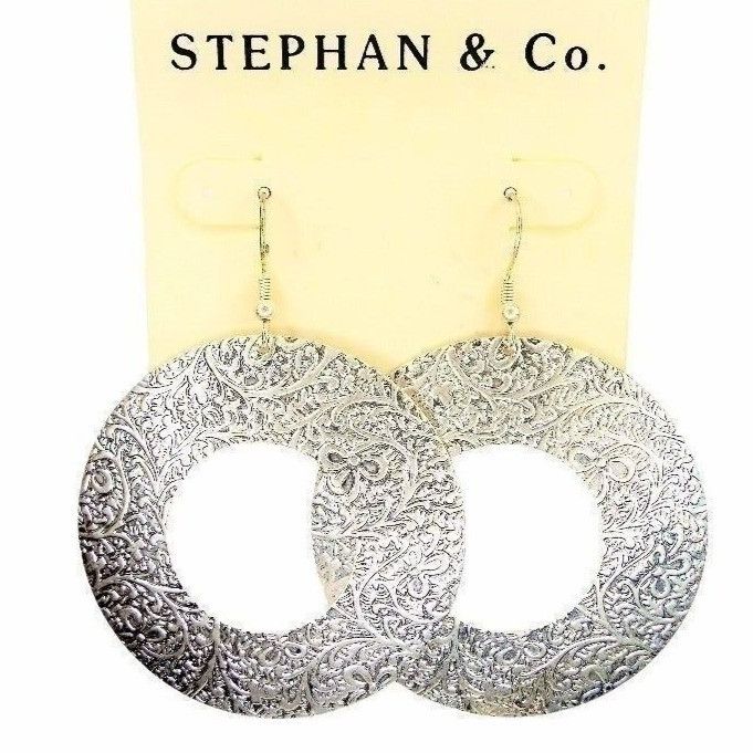 Silver Stephan and Co Silver Floral Embossed Hoop Earrings | Grailed
