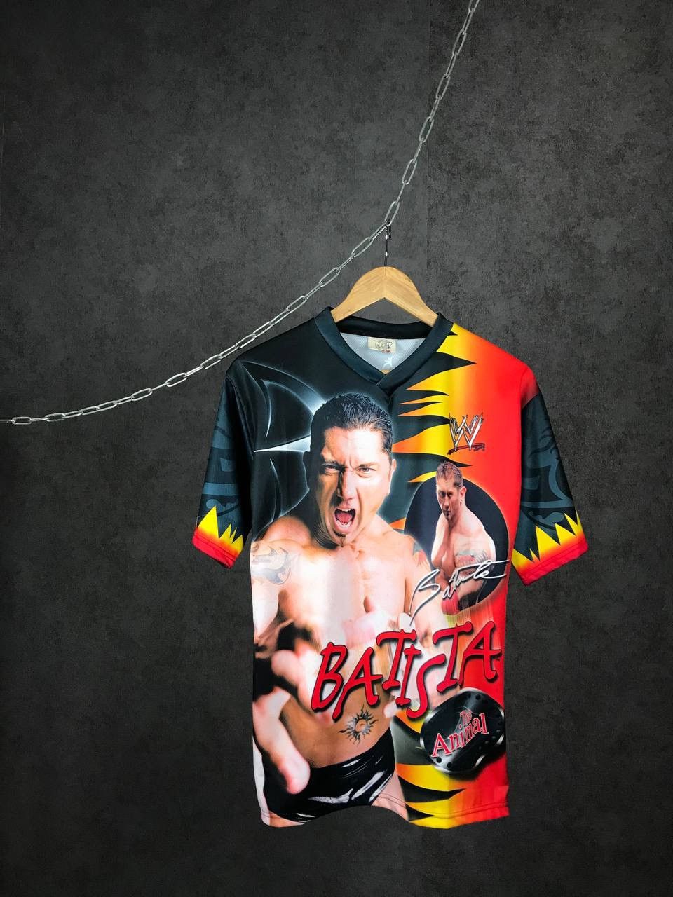 Vintage Batista WWE WWF Wrestling overprinted vintage multicolor tee ...
