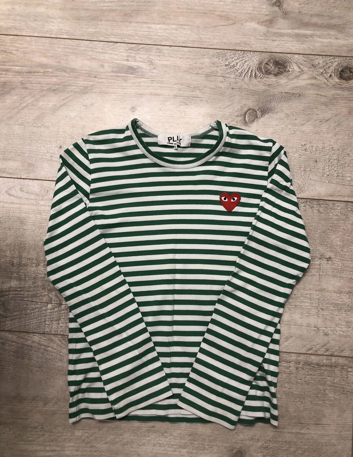 Comme des Garcons Commes Des Garcon Play Striped longsleeve green/white ...