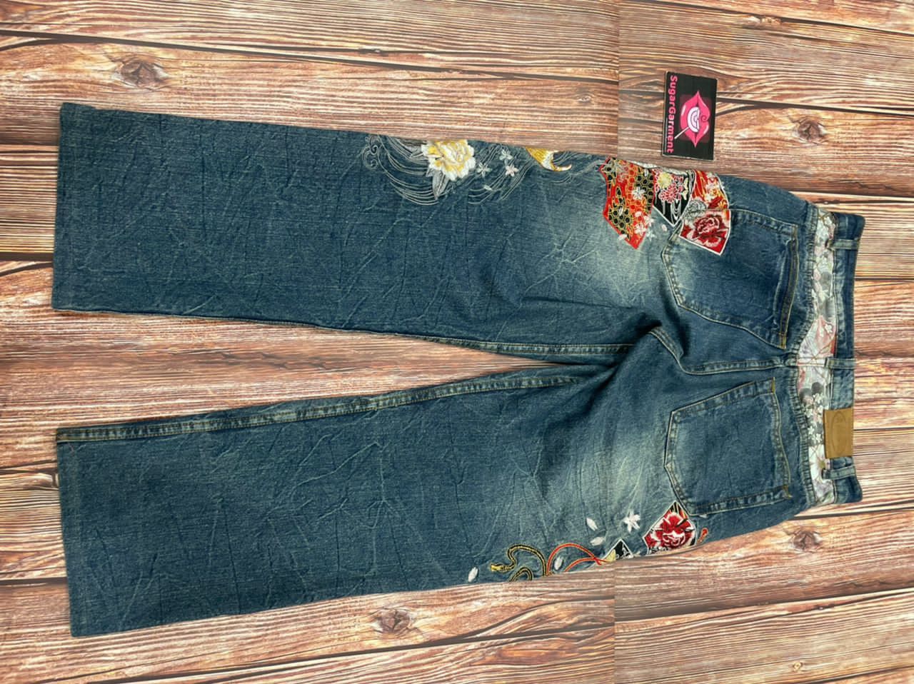 Vintage Japanese Jeans Embroided Koi Fish Wagara | Grailed