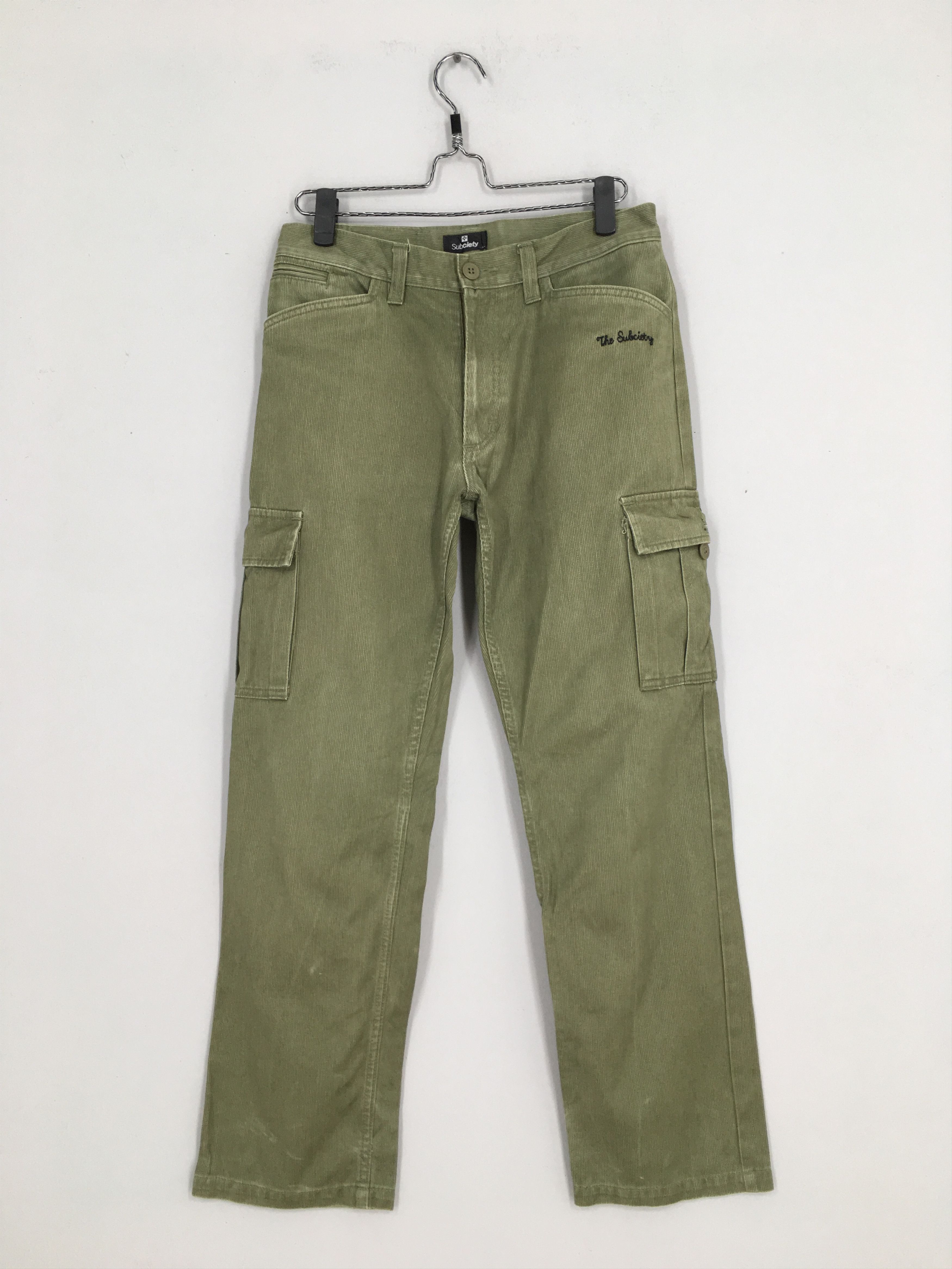 Japanese Brand Subciety Japan Thick Cargo Pants Olive Green Military ...