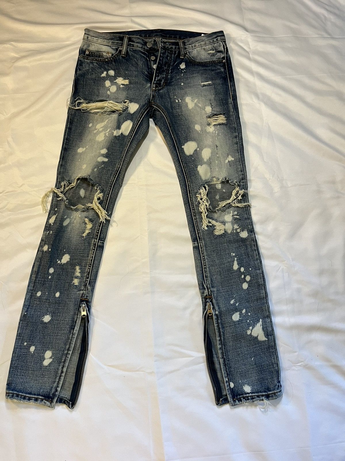 MNML Paint splattered denim streetwear X y2k | Grailed