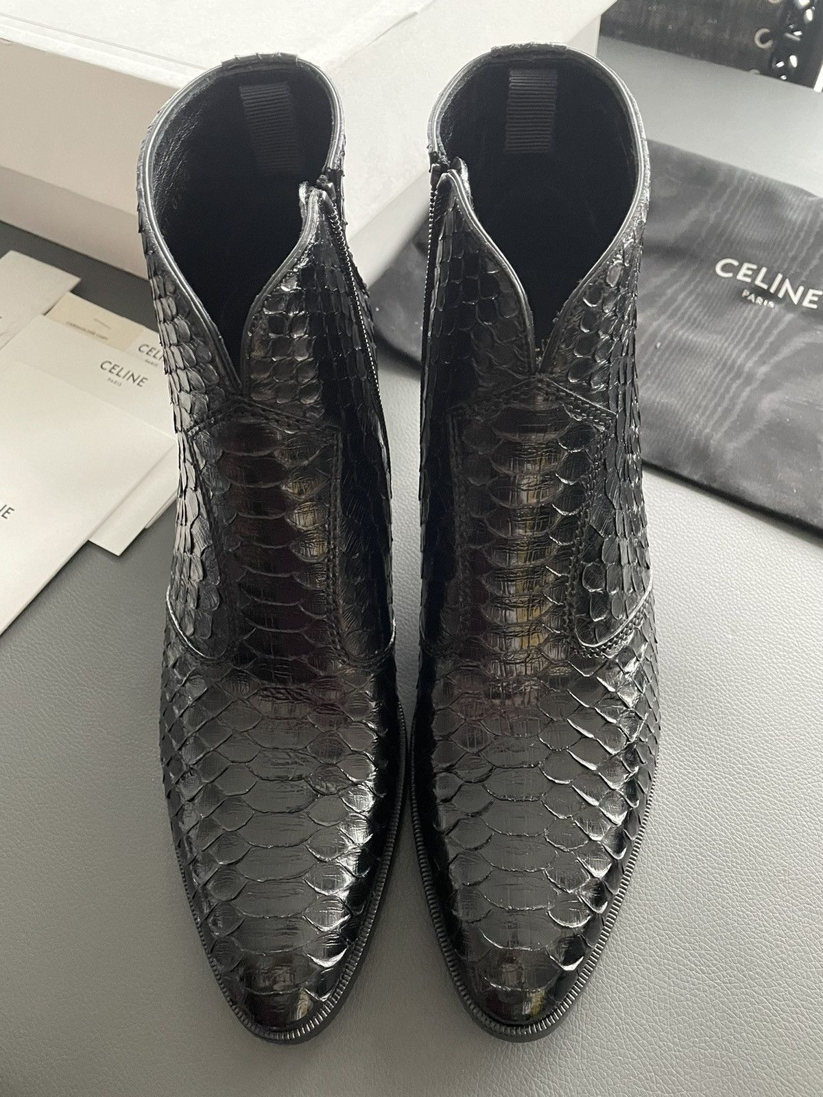 Celine Rare Brand New Hedi Super Runway Pages Python Leather Boots | Grailed