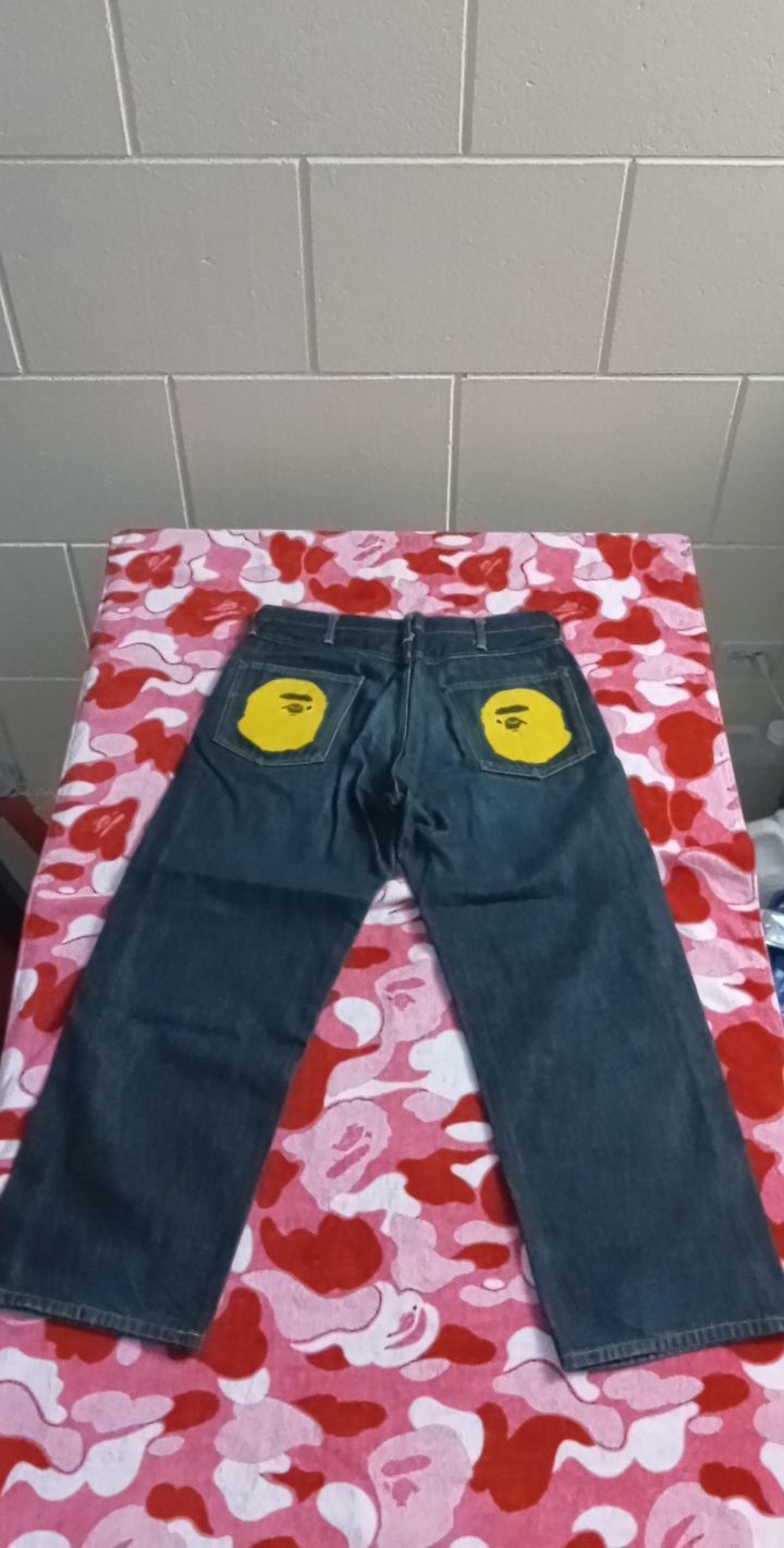 Bape Bathing Ape Yellow Ape Head Jeans | Grailed