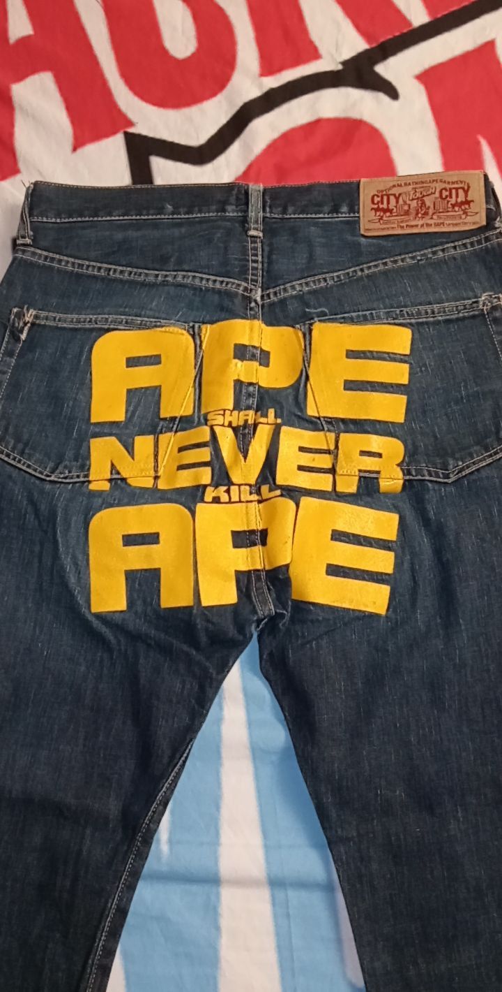Bape Bape Yellow APE SHALL NEVER KILL APE Jeans | Grailed