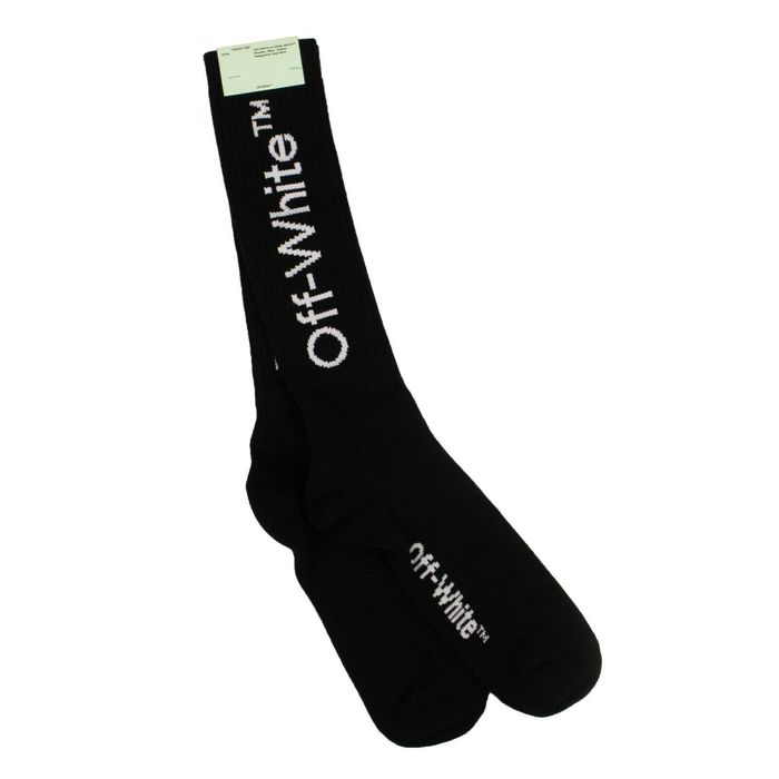 Off-White C/O VIRGIL ABLOH Black Ribbed Logo Mid Socks Size OS | Grailed