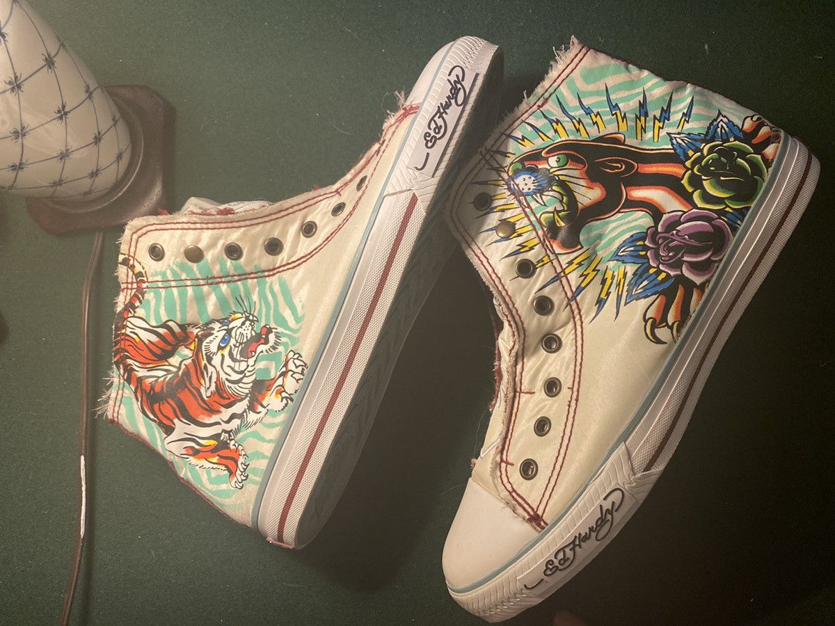 Converse × Ed Hardy × Vintage 90s Ed Hardy Tiger x Panther Hi-Top | Grailed