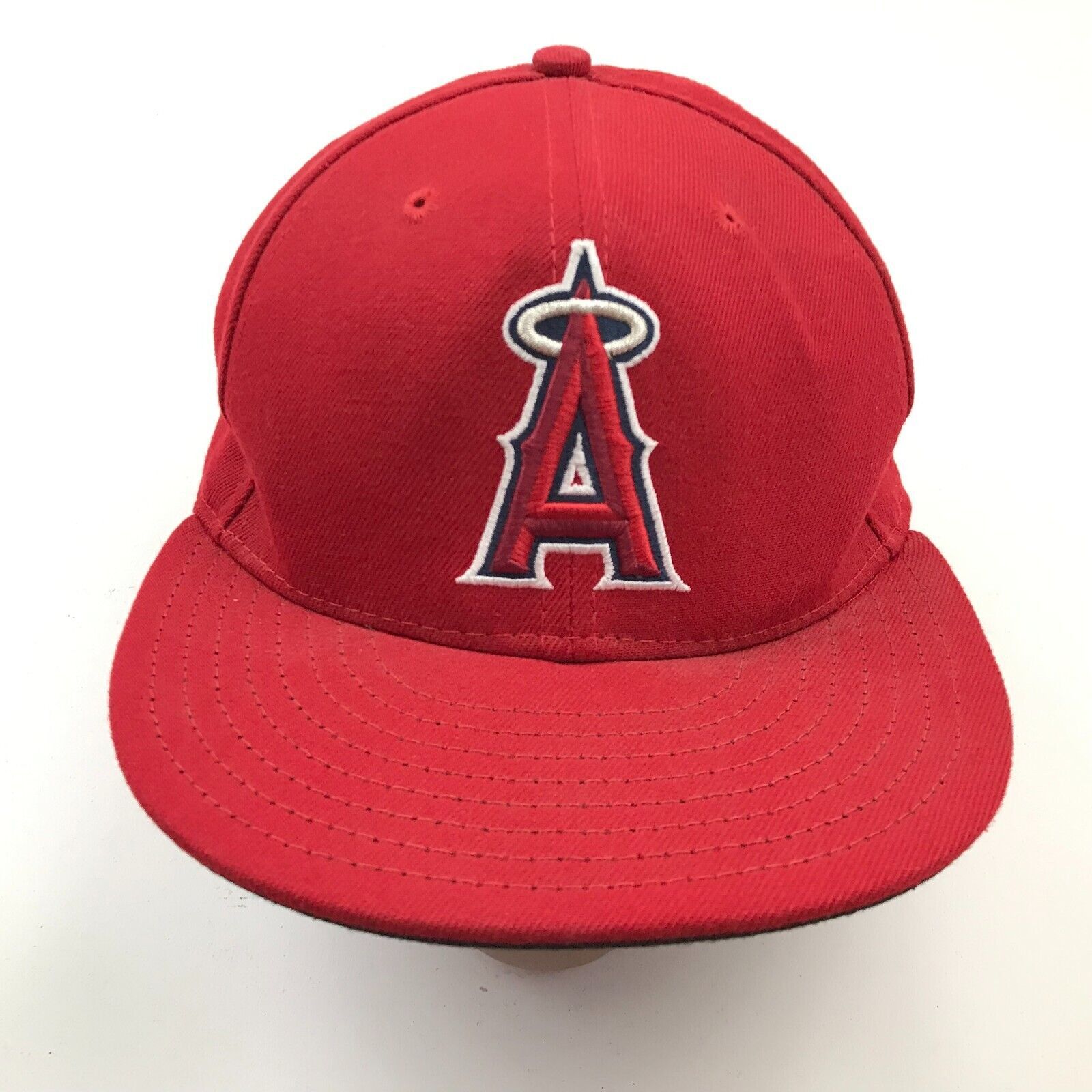 New Era VINTAGE California Angels Hat Cap Size 7 1/4 Fitted Red White ...