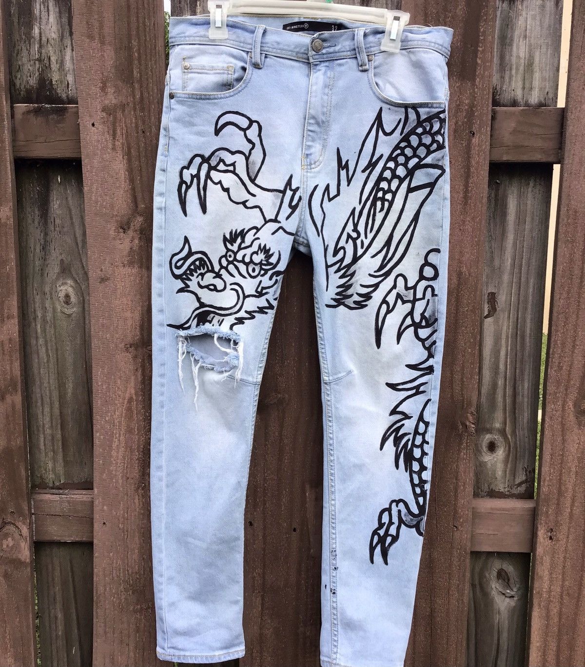 Custom Painted dragon jeans | Grailed