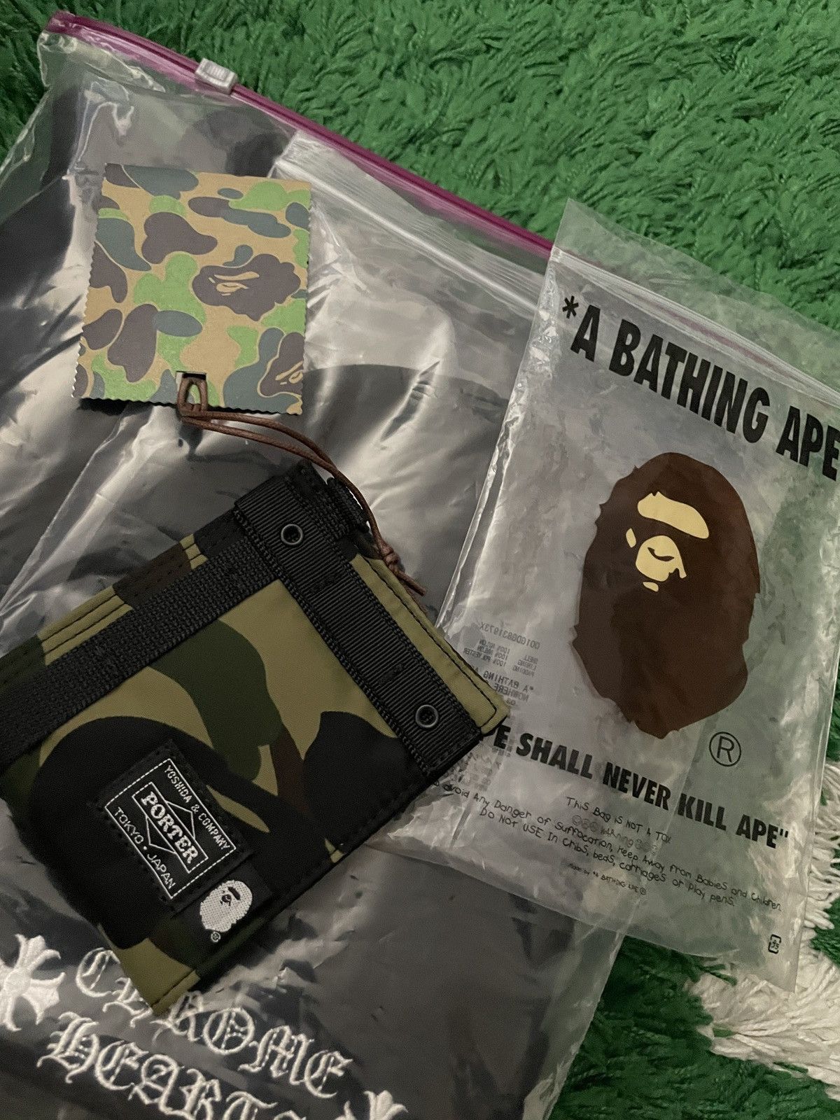 Bape Bape x Porter Green Camo Bi-Fold Wallet | Grailed