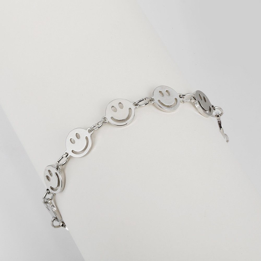 Streetwear Happy Face Silver Bracelet | Grailed