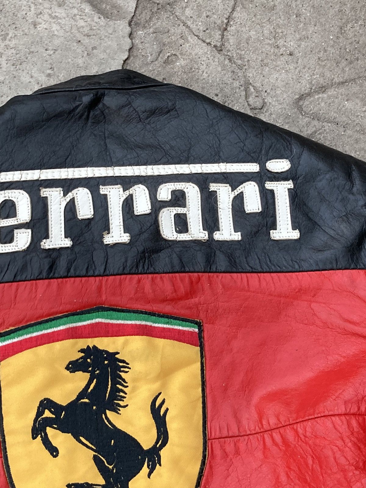 Vintage Vintage Ferrari leather big logo racing jacket | Grailed