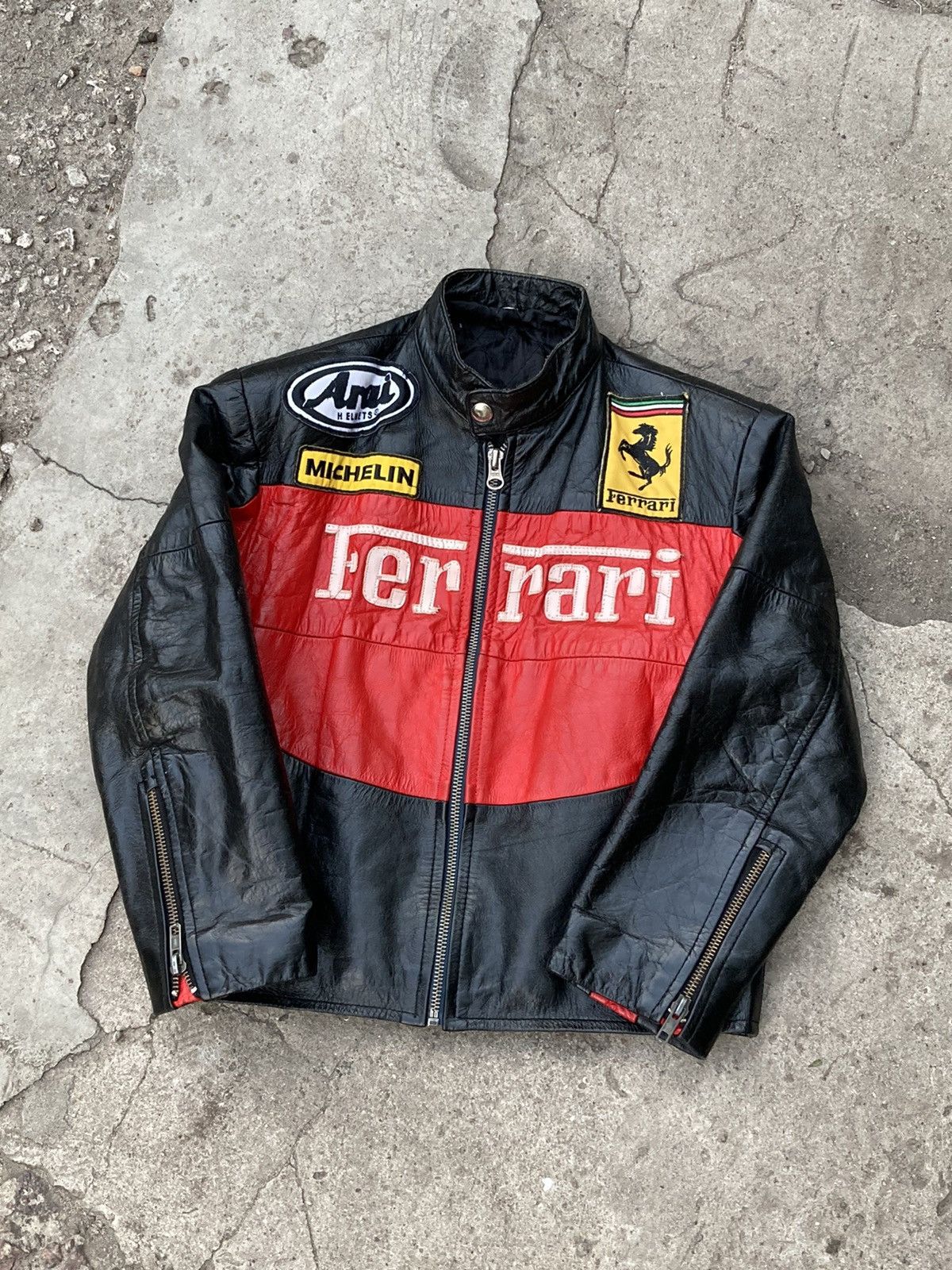 Vintage Vintage Ferrari leather big logo racing jacket | Grailed