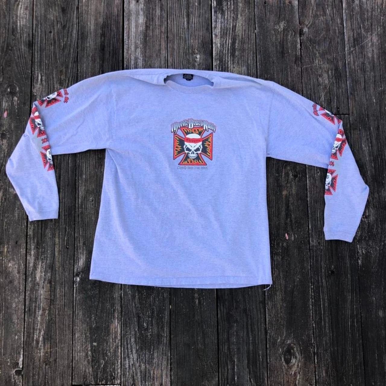 Vintage Vintage Gray Skull And Crusader Cross with Flames TEE | Grailed