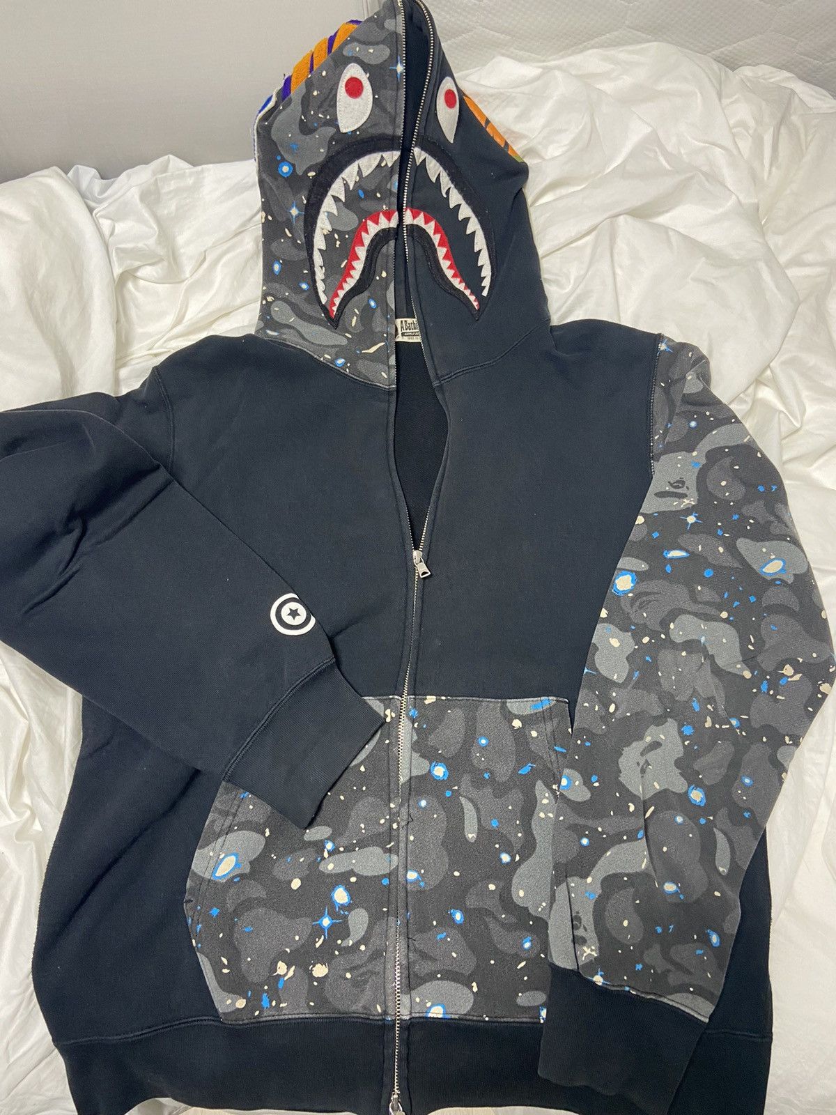 Bape XL Bape Half space camo shark full zip up hoodie | Grailed