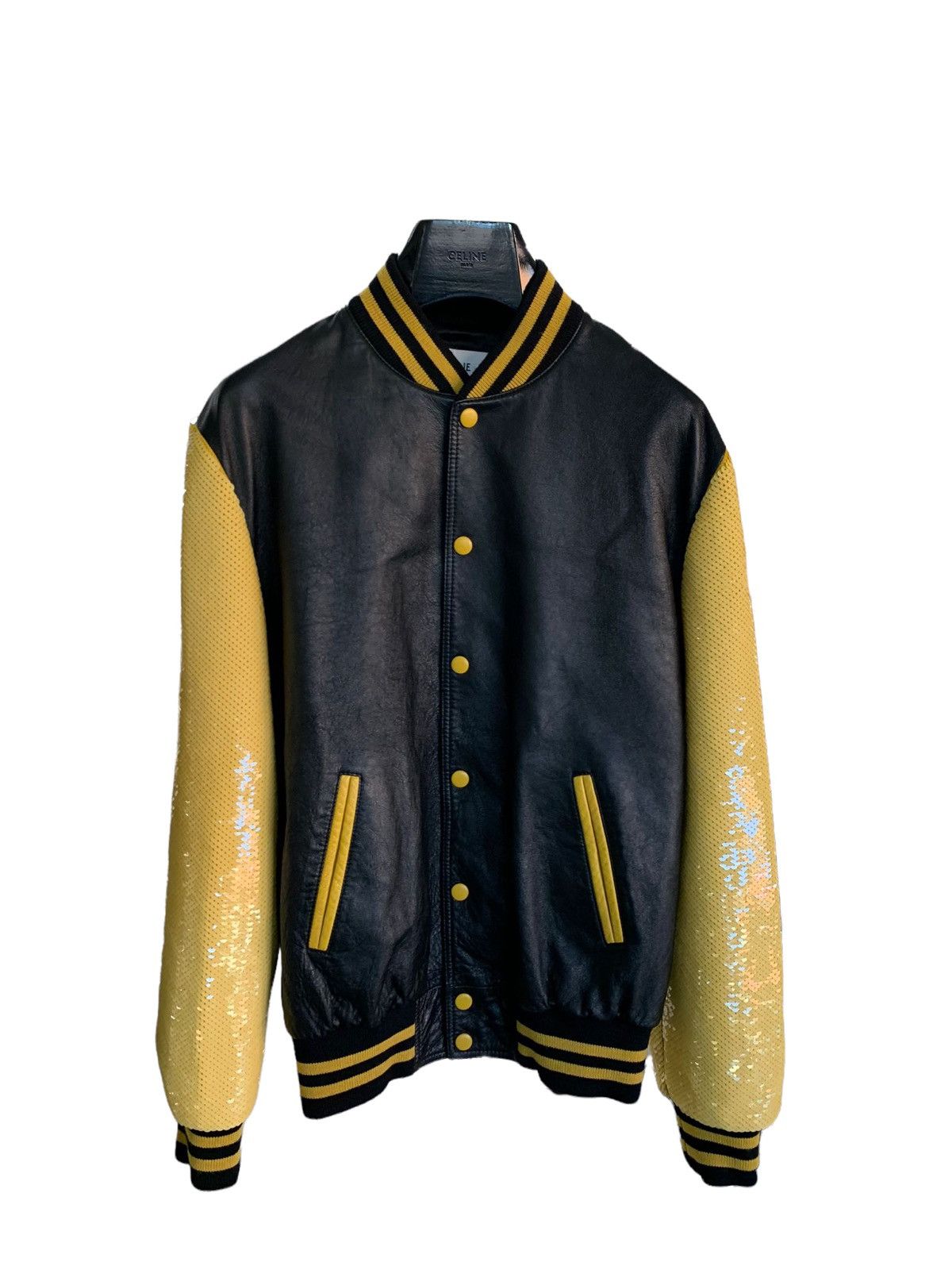 Celine Celine Sequin Embellished Leather Bomber Jacket | Grailed