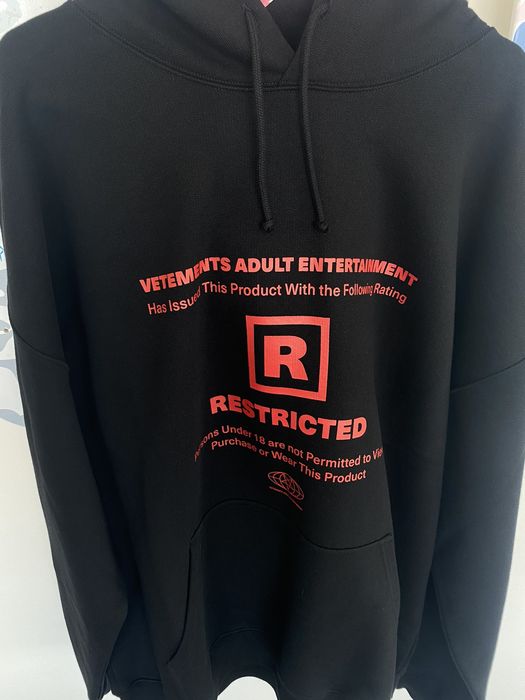 Vetements Vetements 18+ Rated R Restricted Rare Hoodie | Grailed