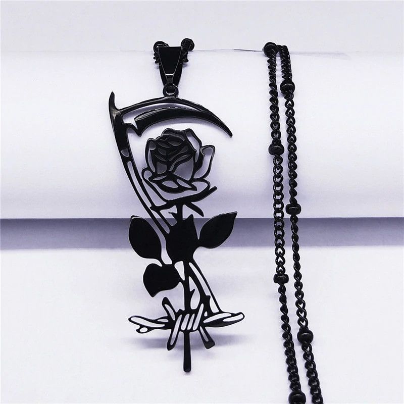 Chain Rose Grim Reaper Scythe Black Goth Necklace Chain | Grailed