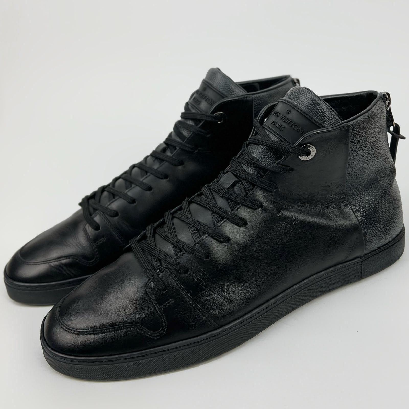 Louis Vuitton Match Up high top sneaker black damier heel | Grailed