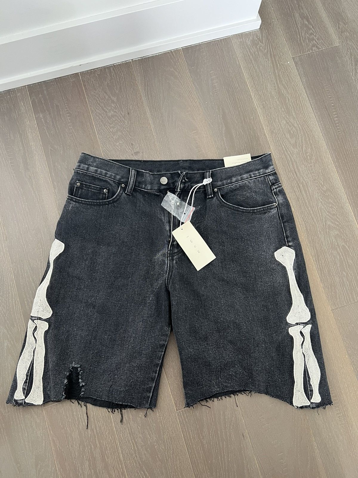 MNML MNML Black Denim Skeleton Shorts | Grailed