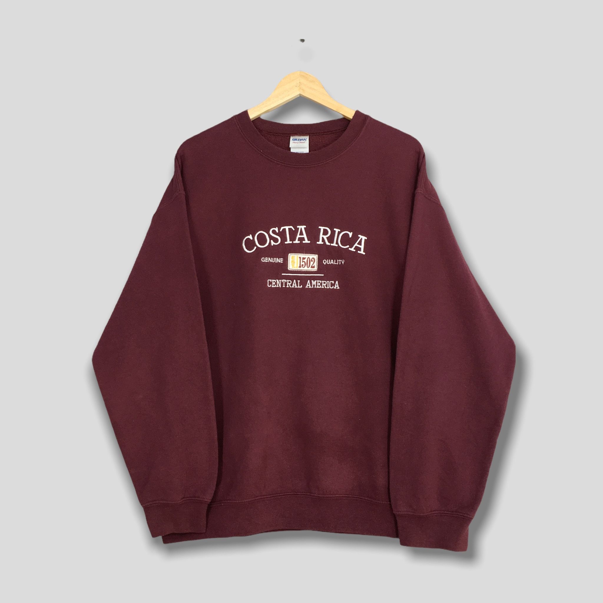 Gildan Vintage Costa Rica Maroon Sweatshirt Large | Grailed
