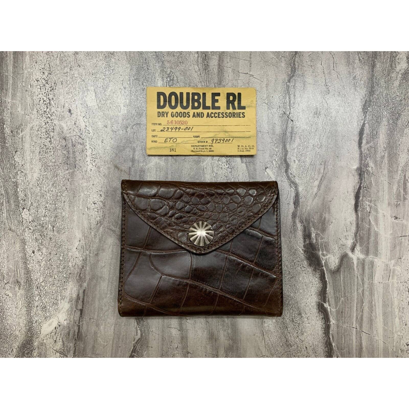 Ralph Lauren Double RL Crocodile Embossed Leather Wallet Concho Wallet ...