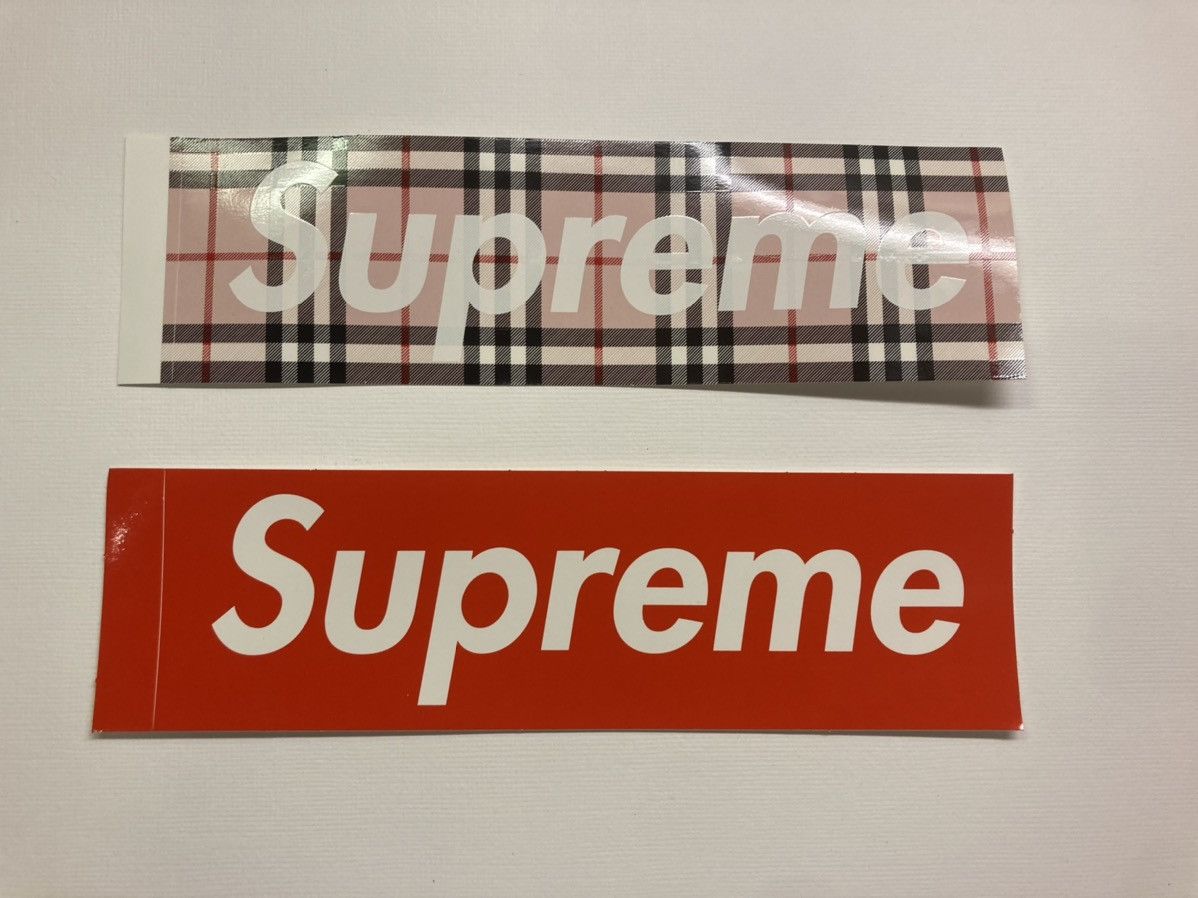 Burberry × Supreme Burberry Supreme Pink Box Logo Sticker and Regular ...