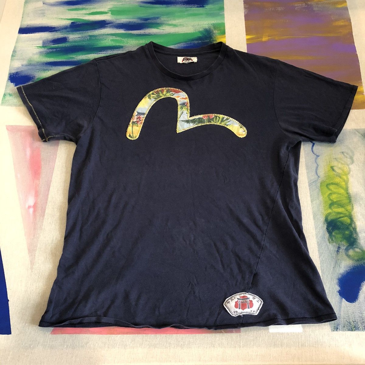 Evisu × Japanese Brand × Vintage EVISU 90s Single Stitch Grail Navy Japan tee | Grailed