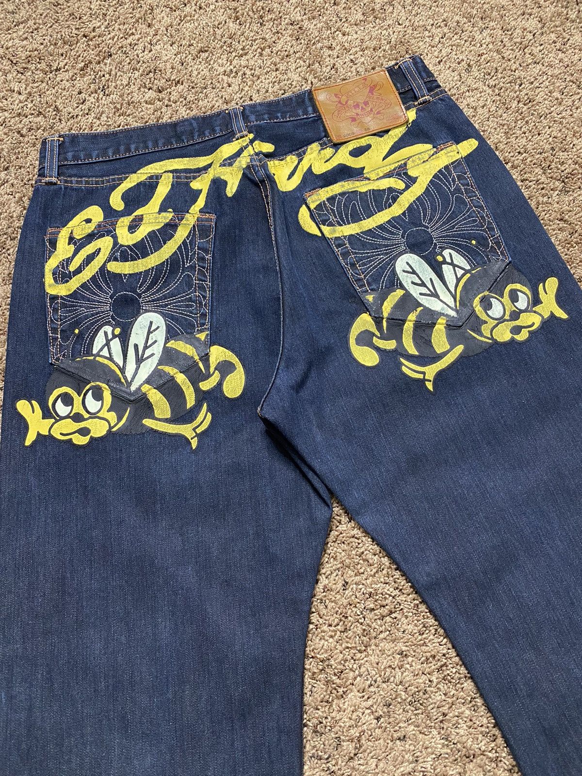 Ed Hardy × Streetwear × Vintage 🐝Ed Hardy🐝Bee Printed Denim Jeans | Grailed